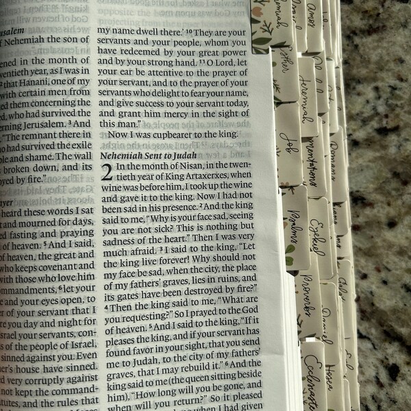 Bible Tabs, Rust Floral, Metallic Gold Lettering, Matte Coated Finish ...