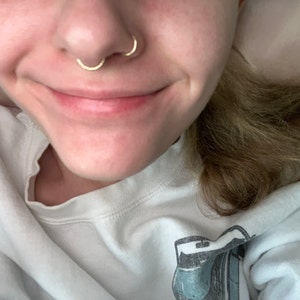 14k Solid Gold Double Row Hinged Hoop Danity Cartilage Ring Nose Ring ...