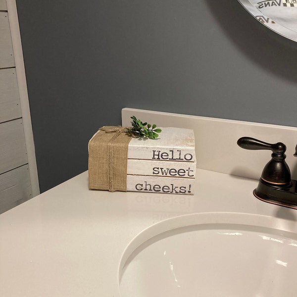 Farmhouse Books, Distressed Books, Book Stacks, Bathroom Decor, Hand ...