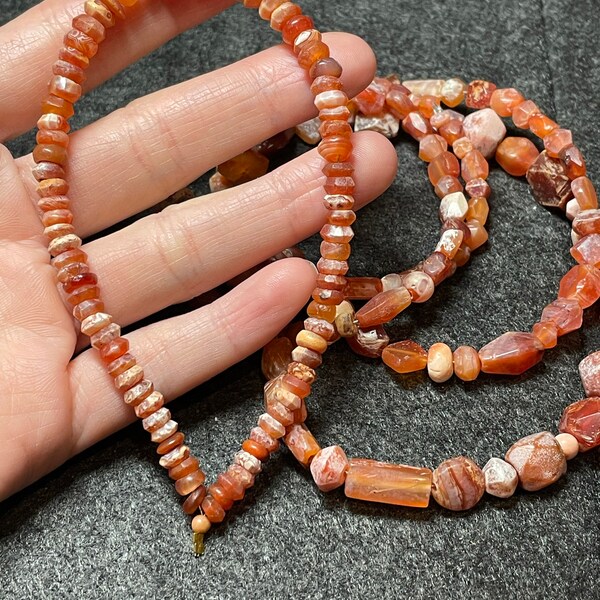 Neolithic Ancient Stone Age Jewelry Beads Made of Carnelian Rock Stone ...
