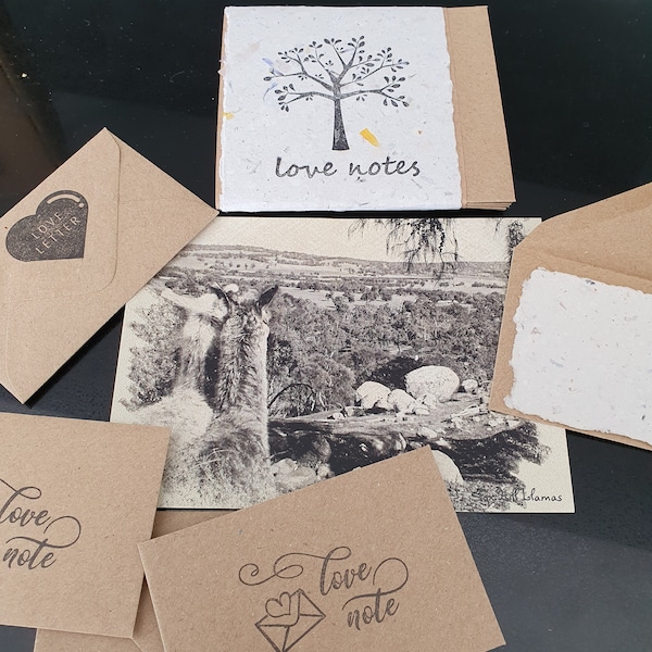 Love Note Set, Handmade Paper Love Notes and Envelopes, Homemade Love ...
