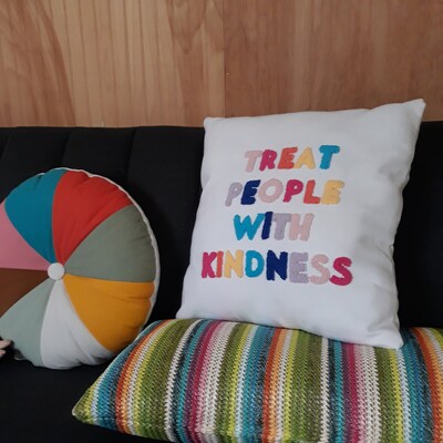 Hand Tufted Green Checkered Small Pillow With Non-removable Insert ...