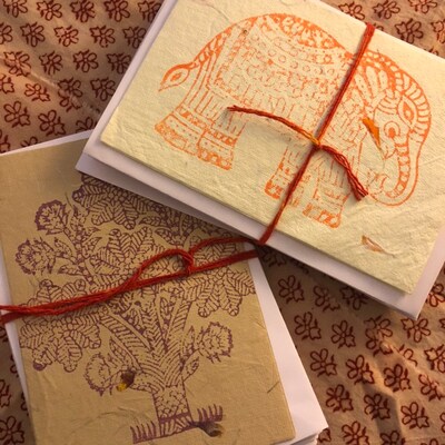 Golden Hour Block Print Cards, Handprinted on Handmade Cotton Rag Paper ...