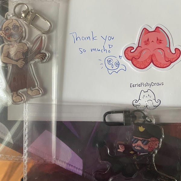 Stares at You Autistically One Sided Holographic Acrylic Keychain 6.5cm ...