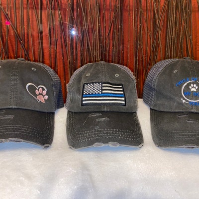 Paw Print Hat Distressed Baseball Cap OR Ponytail Hat Dog Mama Dog Mom ...