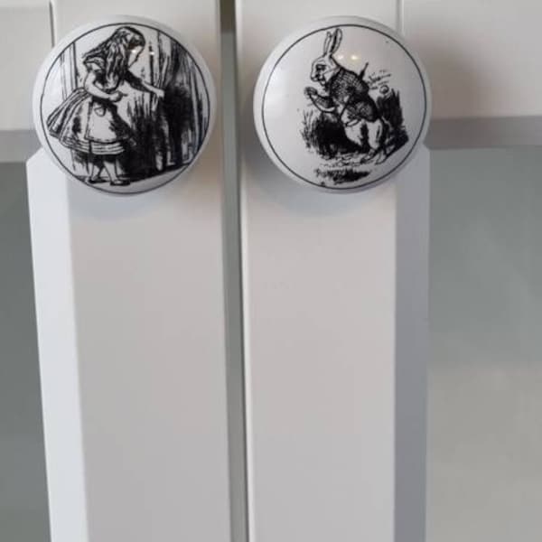 Door Knobs Alice in Wonderland Ceramic Cupboard Knobs: Kitchen Cabinet ...