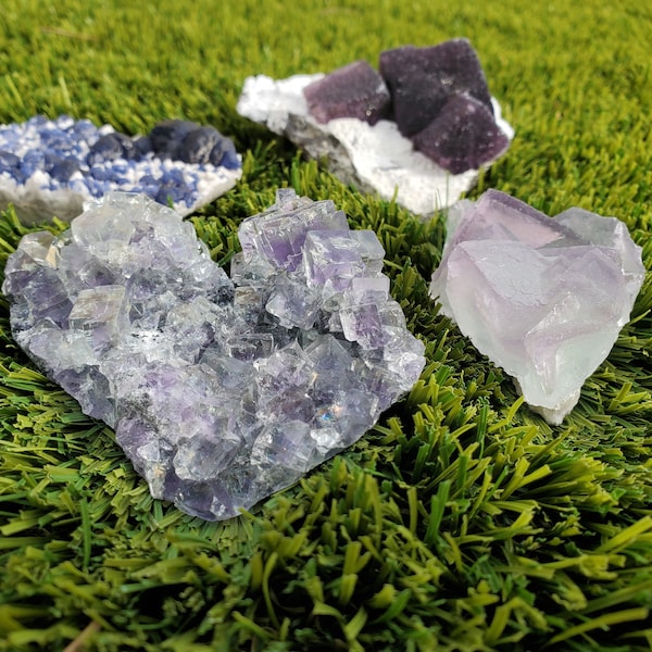 Glassy Stepped Purple Phantom Fluorite Specimen W/ Needle Quartz ...