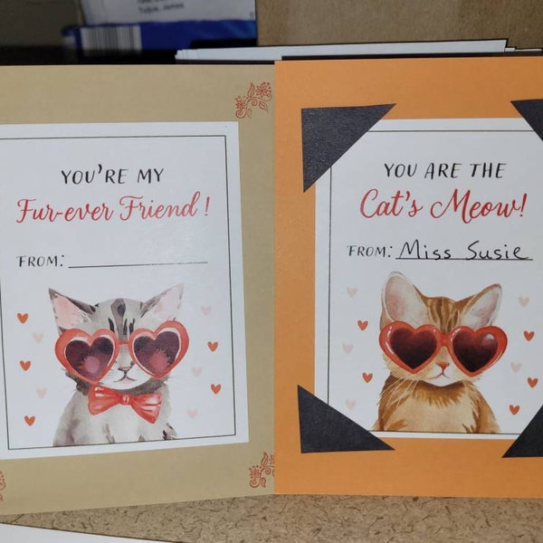 Printable Kitten Valentine's Day Cards, Cat Valentine Tags, Kids ...