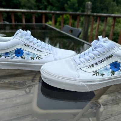 Custom Embroidered Vans, Bridal Flower Embroidered Shoes Wedding ...
