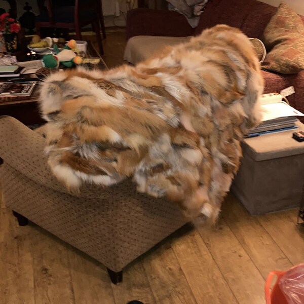 Luxury Red Fox Fur Blanket Throw | Luxury Bedding | Pelt Blanket | Fur ...