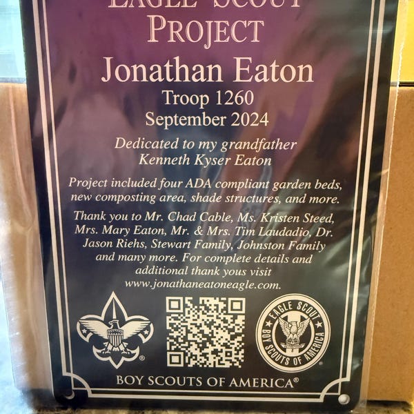Eagle Scout Project Marker - Horizontal 8X10. Officially Licensed ...