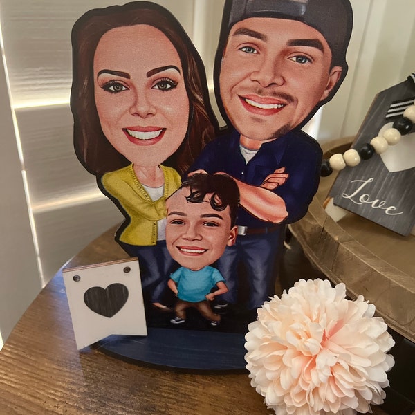 Personalized 3D Wooden Cartooned Family Figurine Trinket, Custom ...