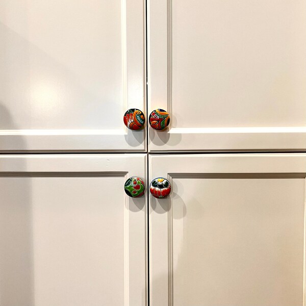 7 Multicolor Talavera Knobs - Etsy