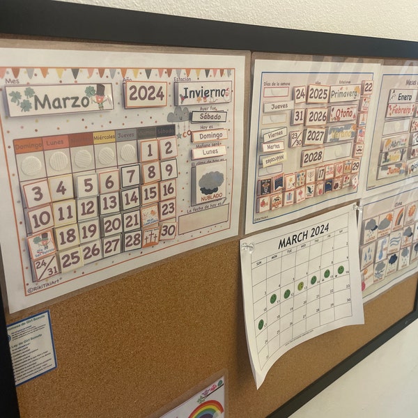 Spanish Calendar for Kids Printable Perpetual Calendar for Toddlers ...