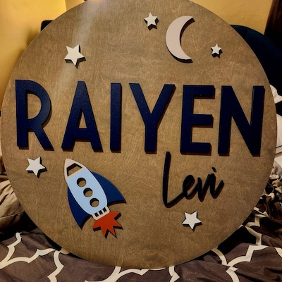 Nursery Name Sign, Space Theme Nursery, Space Name Sign, Above Crib ...