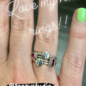 Stackable Gold Rings Gold Stack Ring Set 2 Birthstone | Etsy