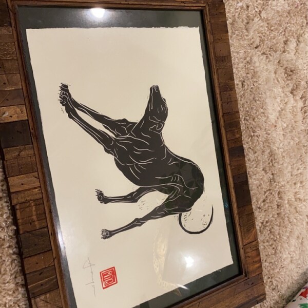 Set of 7 Hand Printed Linocut Longdogs, Greyhounds, Lurchers, Whippets ...