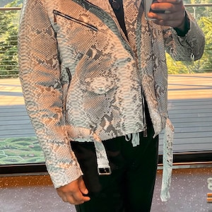 Mans KING Snakeskin Biker Jacket, Black Python Leather Jacket for Men ...