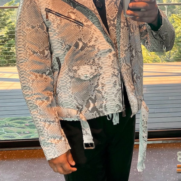 Custom Python Leather Biker Jacket, Leather Jacket for Women, Dragon ...