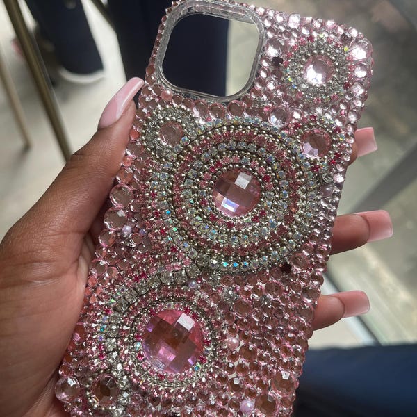 Rhinestone PHONE CASE. Pink BLING Phone Case. Rhinestone Jewelled ...