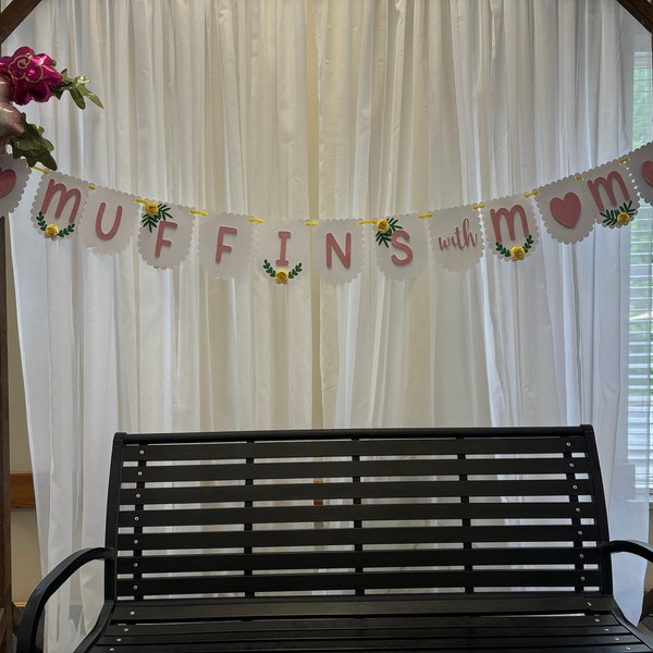 Muffins With Mom Banner: Glitter Cardstock Mother's Day Decor. Mom's ...