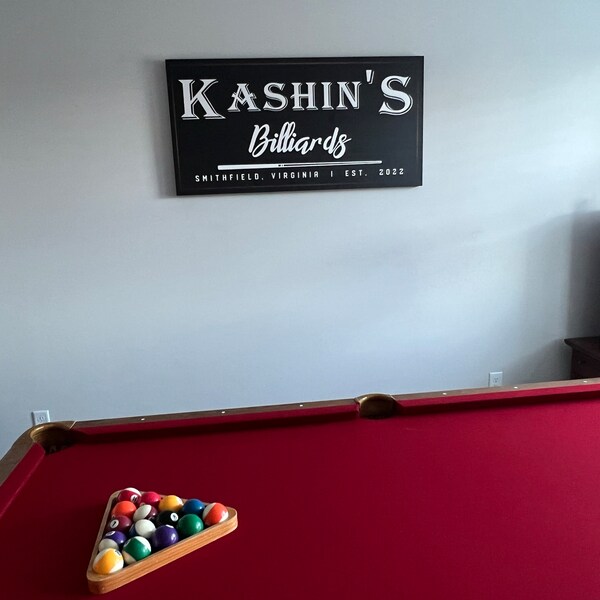 Billiards Sign | Billiards Gifts Pool Table Sign | Bar Pool Room Decor ...