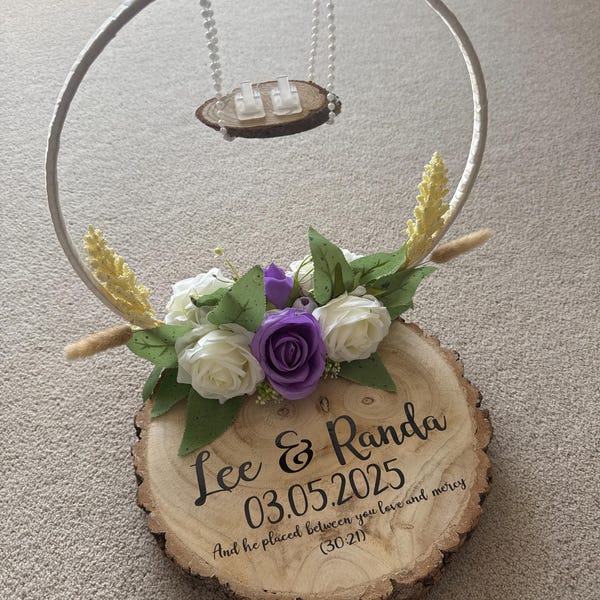 Wood Ring Holder – Custom Engraved Engagement Ring Stand, Traditional ...