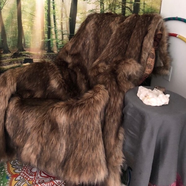 Extra Big Throw-heavyweight Arctic Fox Faux Fur/79”x61"/stylish Warm ...