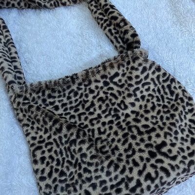 Medium Fluffy Cheetah Print Bag Brown Animal Print Fuzzy Purse Y2k Tote ...