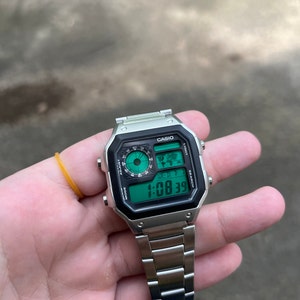 Custom Silver Casio World Time Watch With Color Screen Mod | Etsy