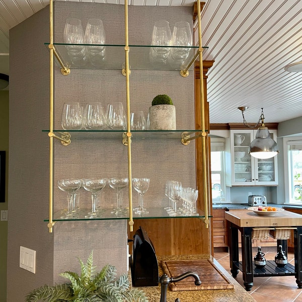 Customizable Wall Mounted Brass Shelving. up to 50'' Height - 35 ...