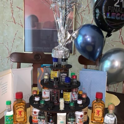 3 Tier Shot Cake, 21st Birthday Gift, Mini Liquor Bottle Stand, Funny ...