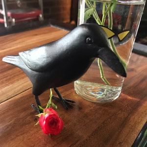 Mini Crow 3.5h Hand Carved Wooden Bird | Etsy Canada