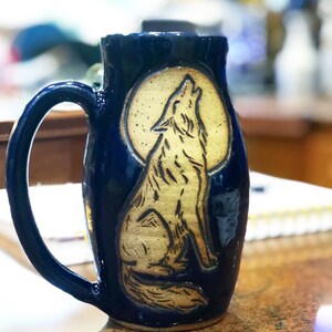 Howling Wolf Mug 16 Oz Nature Lover Gift Handmade Coffee Mug Animal Mug ...