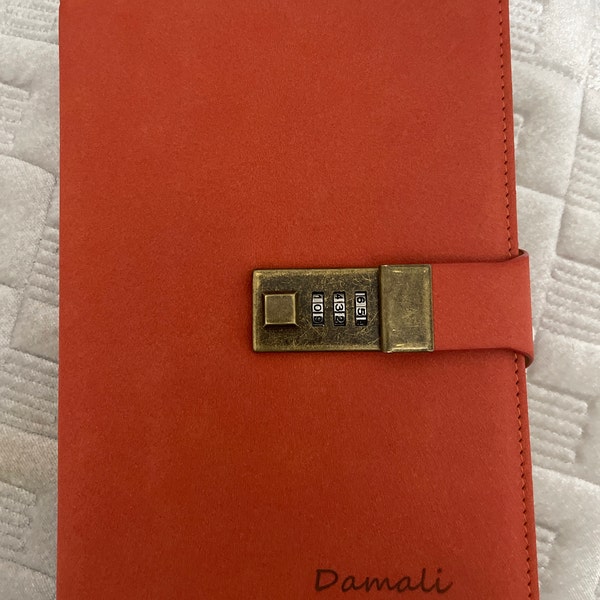 Custom Leather Journals Orange,personalized Locking Diaries,a5 Lined ...