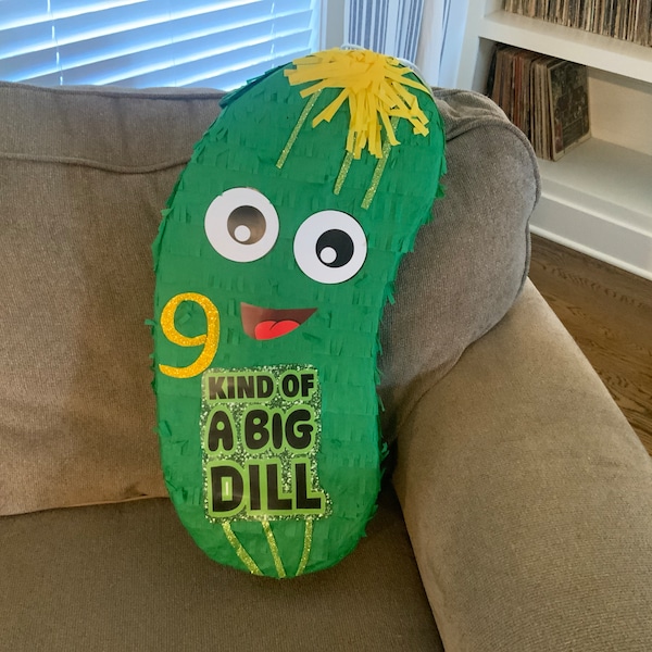 Funny Green Pickle Pinata With Smiley Face, Themed Celebrations, Party ...