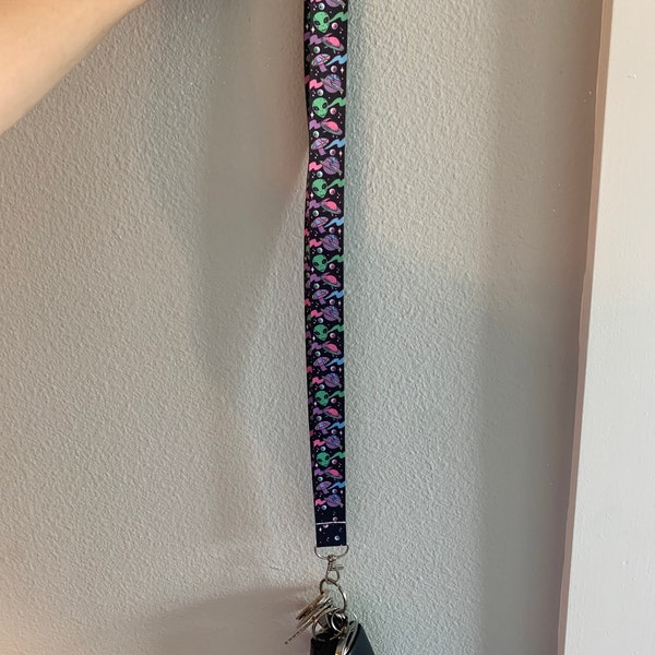 Funky Psychedelic Alien Rave Space Lanyard W/ Lobster Clasp, Breakaway ...