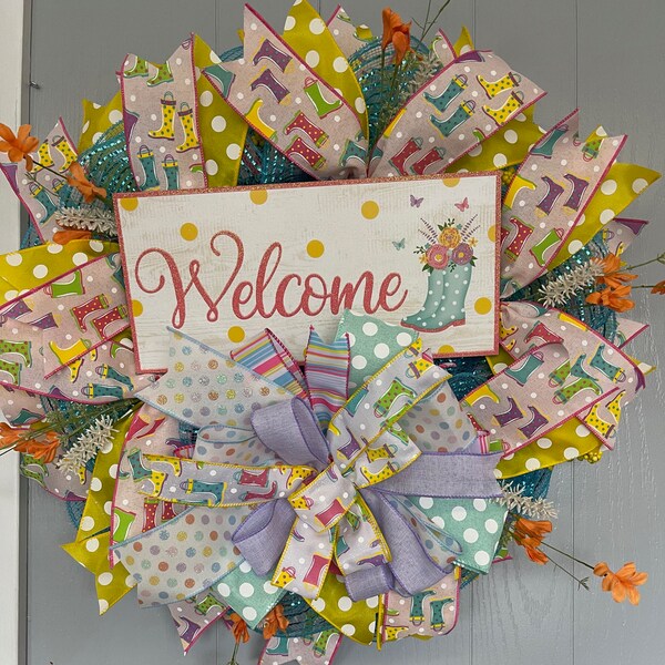 Happy Birthday Bow for Front Door, Rainbow Bow, Lantern Bow, Wreath Bow ...