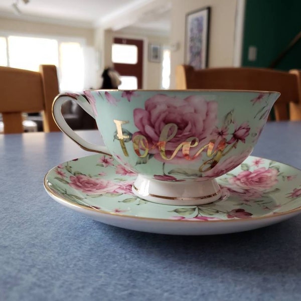 CUSTOM Tea Cup | Personalized Tea Cup and Saucer | Custom Coffee Mug ...