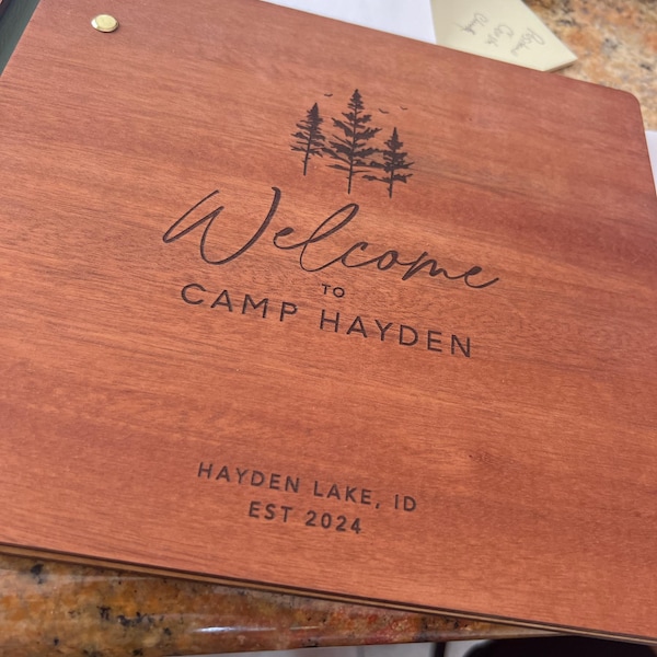 Custom Engraved Guest Book for Cabin Pine Tree Vacation Rental Mountain ...