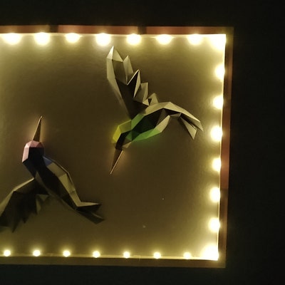 Hummingbird Paper Craft, Origami, Make Your Own Low Poly Bird on Fly ...