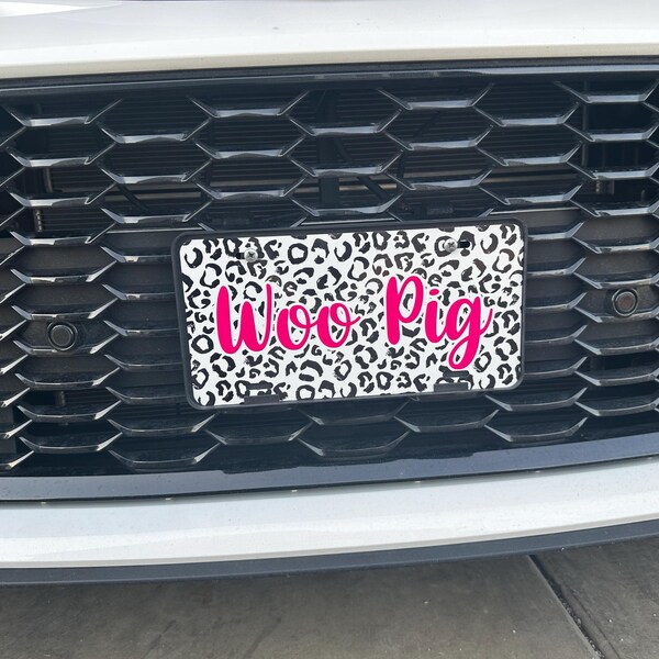 Messy Highland Cow License Plate - Cute - Leopard Print - License Plate ...