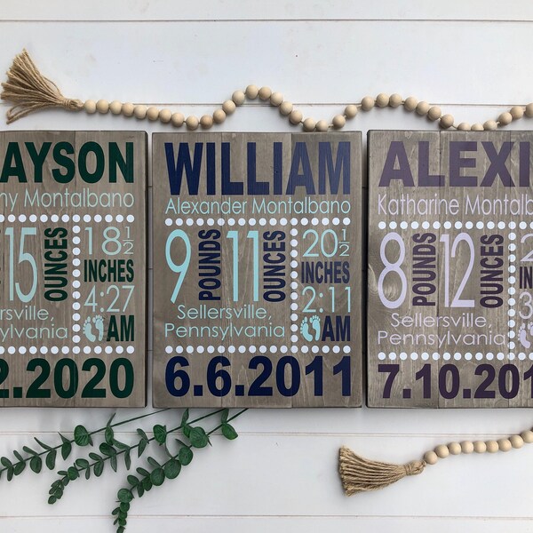 Birth Stats Wood Sign, Birth Announcement Sign, Baby Wooden Sign, Birth ...