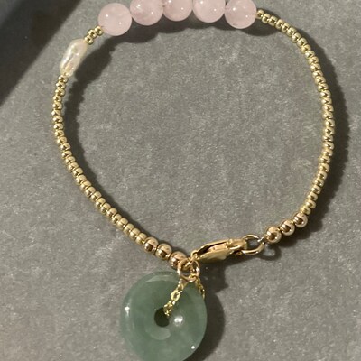 Handmade Dainty Small Red Thread Jade Bracelet Green Jade - Etsy