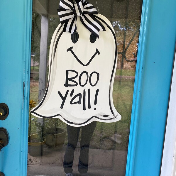 Ghost Halloween Door Hanger | Spooky Door Decor | Fall Door Hanger ...