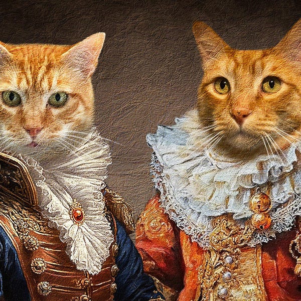 Custom Royal Pet Portrait Renaissance Cat Painting Regal Dog Portraits ...