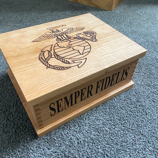 Personalized Marine Corps Letter Keepsake Box - Engraved Wood Box ...