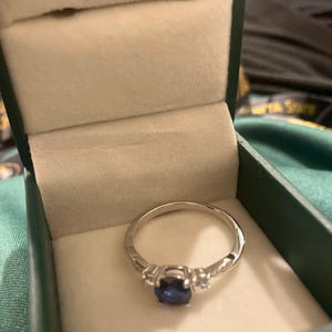 Blue Sapphire Engagement Ring Set Twist Band/ 3 Stone Ring Cluster Blue ...