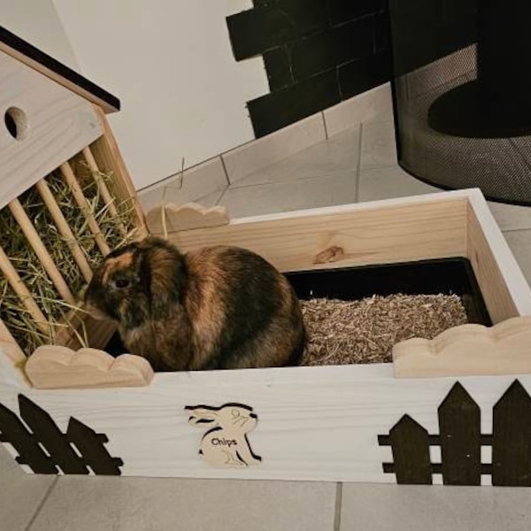 Large Hay Feeder and Litter Box for Giant Flanders Rabbit. Giant Rabbit ...