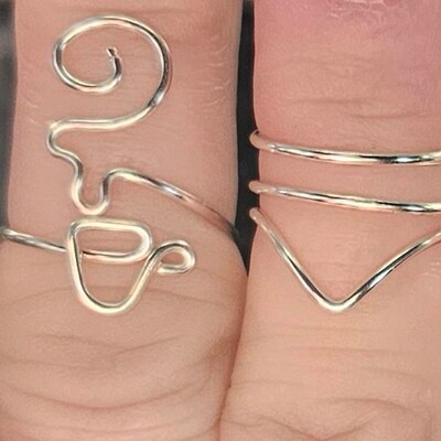 4 Midi Rings in Silver, Chevron and Simple Band Midi Rings. Wear These ...